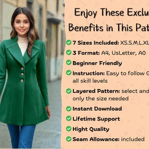 Winter Coat Pattern | Long Overcoat PDF Sewing Pattern Beginner | Fall ...