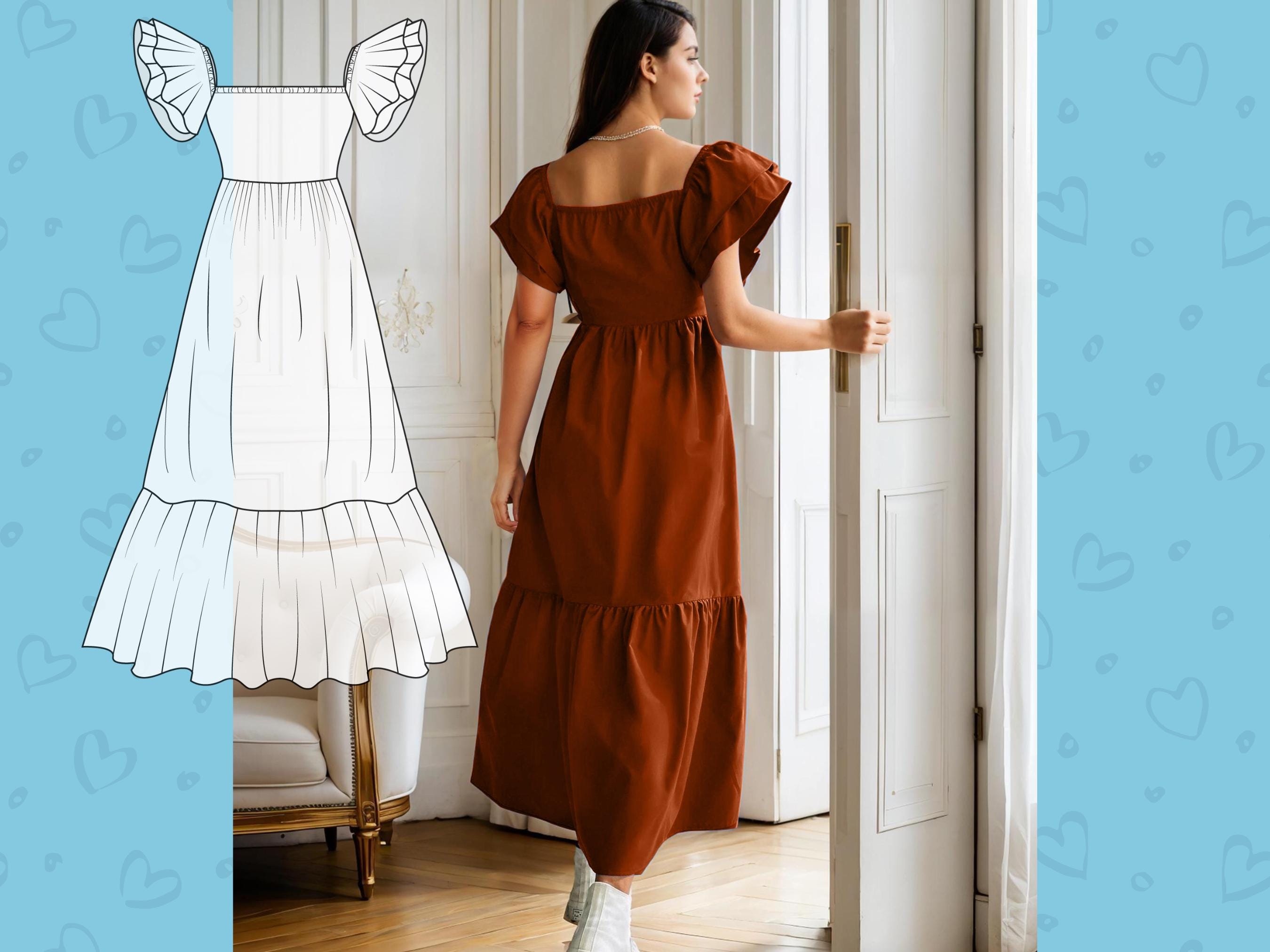 Tiered Ruffle Dress Sewing Pattern | Easy Dress PDF Pattern | Beginner ...