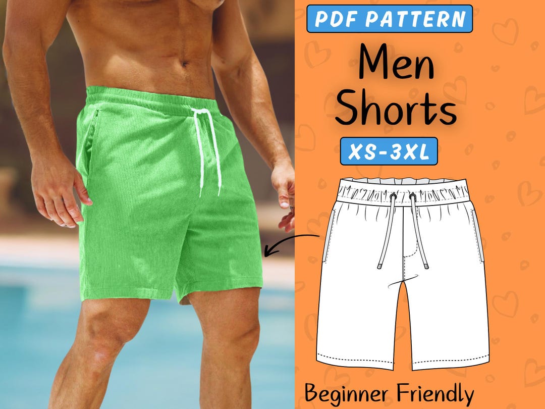 Mens Shorts Sewing Pattern | XS-3XL | Simple Lounge Shorts PDF Pattern | Men's Swimwear Beginner ...