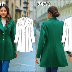 Winter Coat Pattern | Long Overcoat PDF Sewing Pattern Beginner | Fall ...