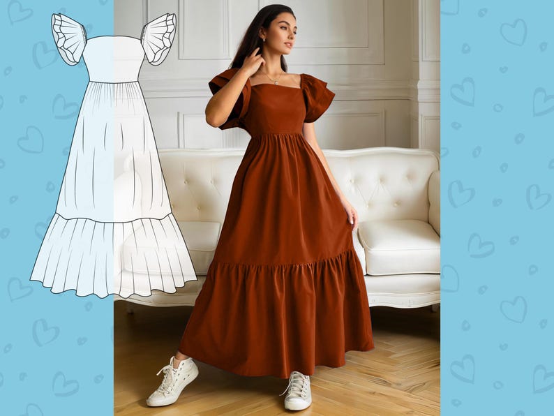 Tiered Ruffle Dress Sewing Pattern | Easy Dress PDF Pattern | Beginner ...