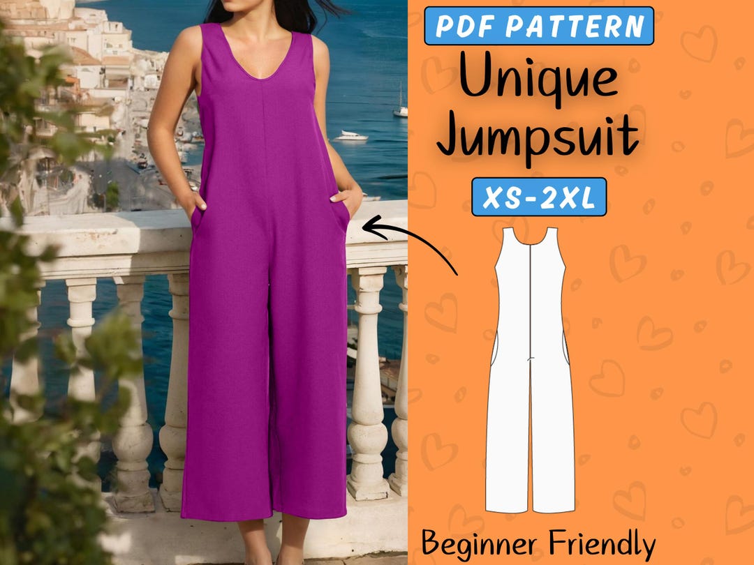Overall Jumpsuit Sewing Pattern, Comfy PDF Pattern Women Jumpsuit, Easy ...