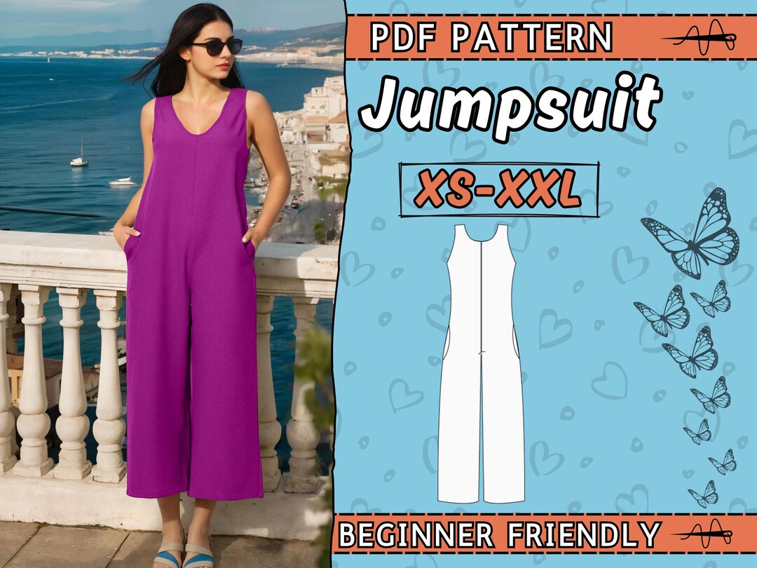 Overall Jumpsuit Sewing Pattern, Comfy PDF Pattern Women Jumpsuit, Easy ...