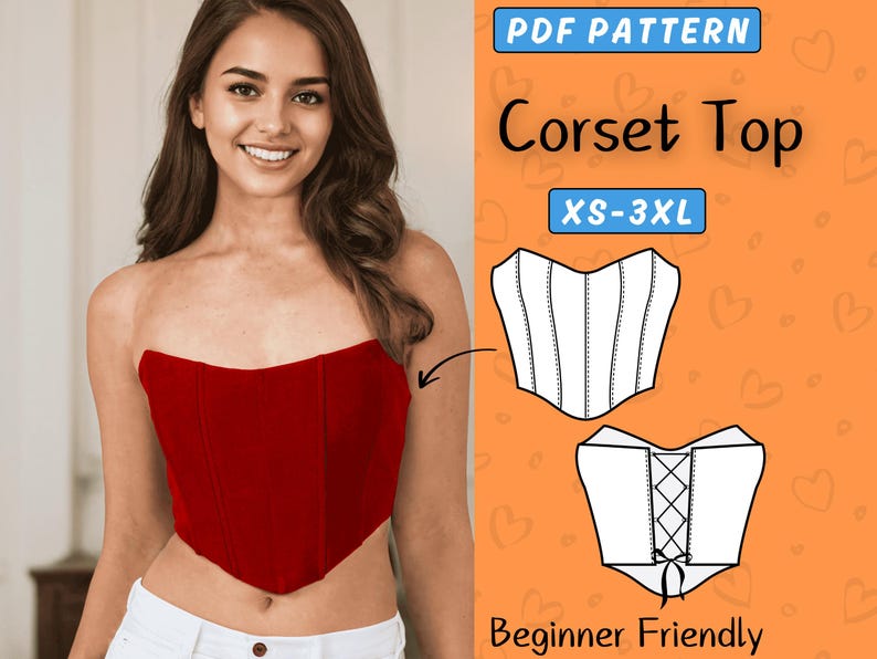 Corset Sewing Patterns Overbust Corset Pattern Pdf XS-XXXL Bustier Tube Top Corset Pattern With ...