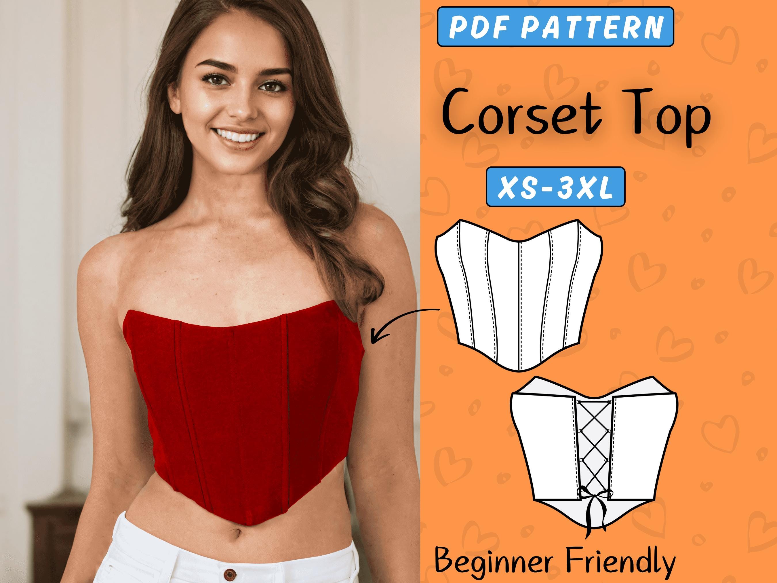 Corset Sewing Patterns Overbust Corset Pattern Pdf XS-XXXL Bustier Tube Top Corset Pattern With ...