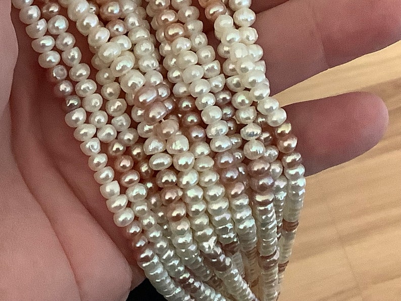 Alternating Sections of Pink and White Corndrilled Freshwater Pearls ...