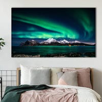 Northern Lights Art Canvas Starry Sky Wall Art Aurora Borealis Print ...