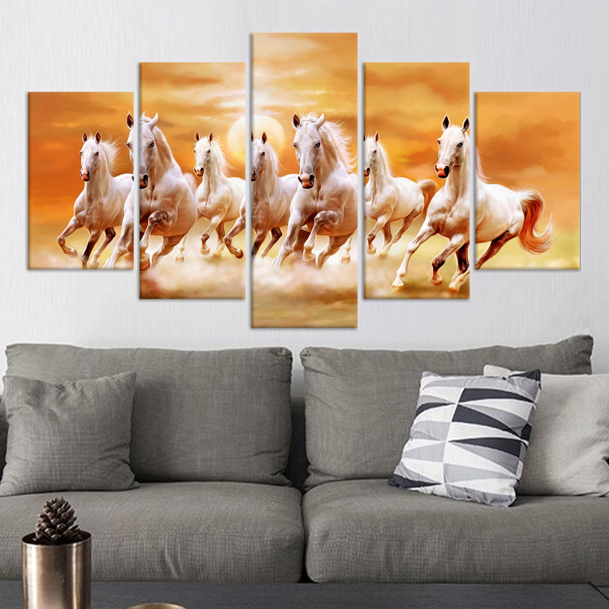Running White Horses Canvas Wall Art: Modern Home Decor - Etsy