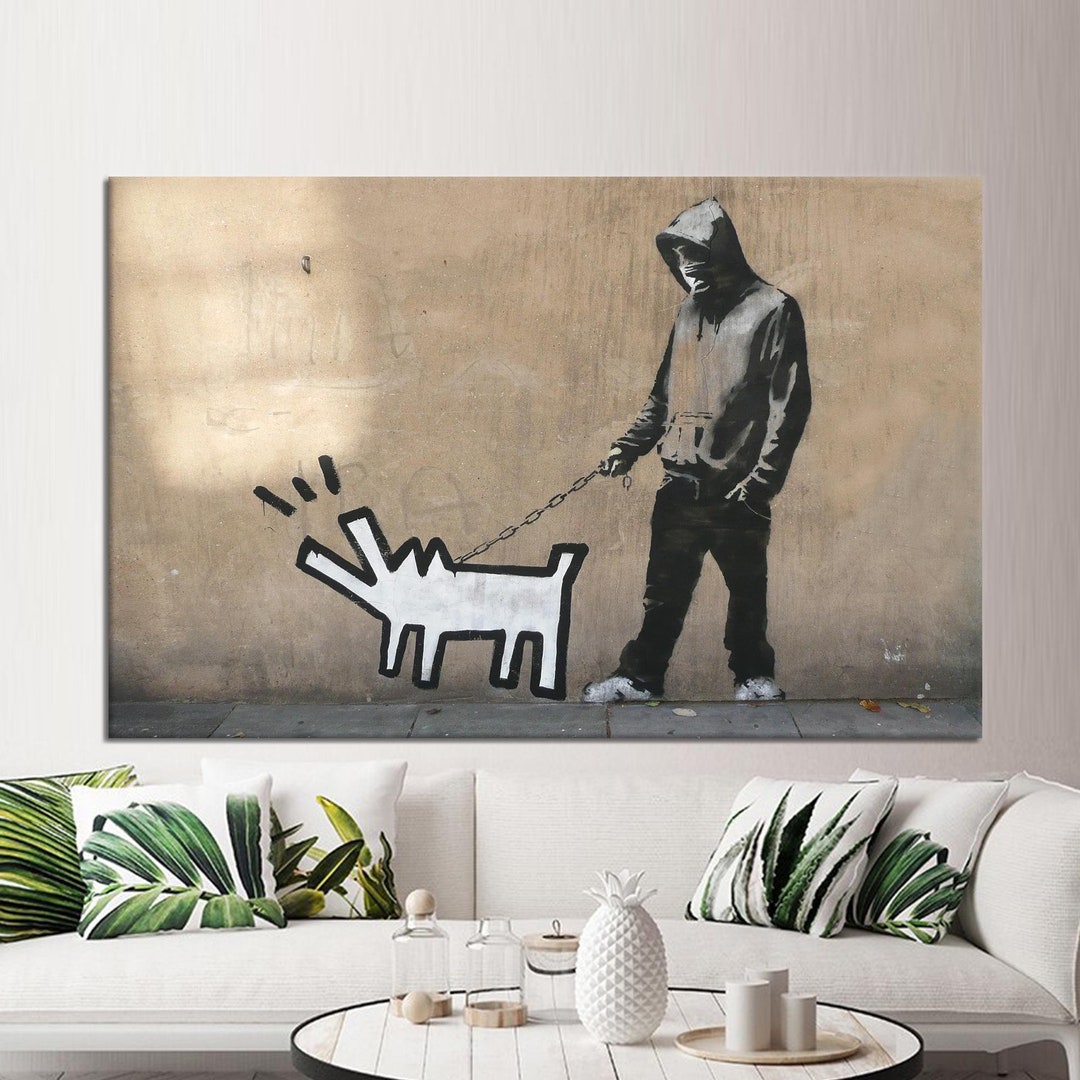 Banksy Dog Graffiti Art: Trendy Framed Canvas Wall Art - Etsy
