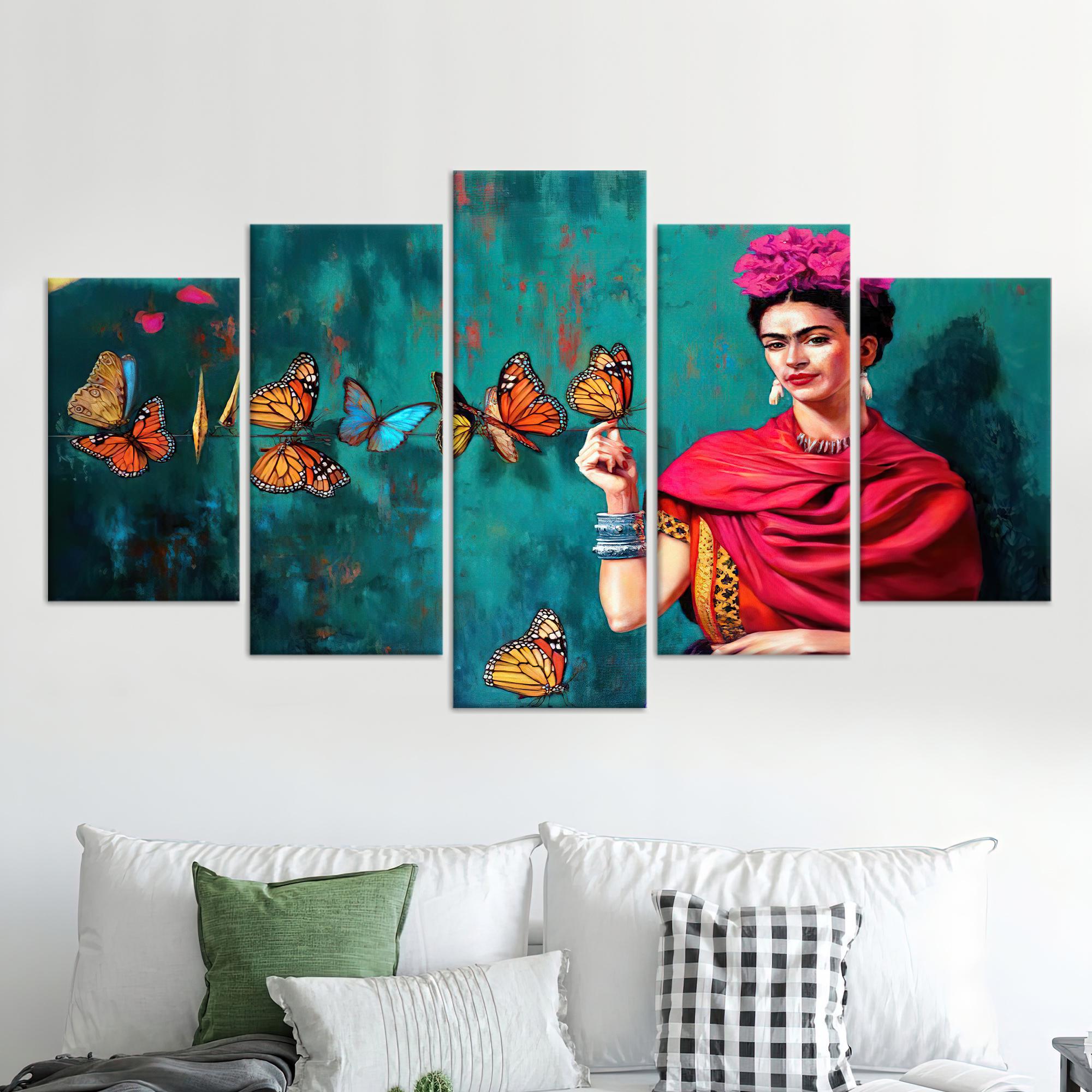 Famous Wall Decor, Large Wall Art, Frida Pink Flowers Canvas Poster ...