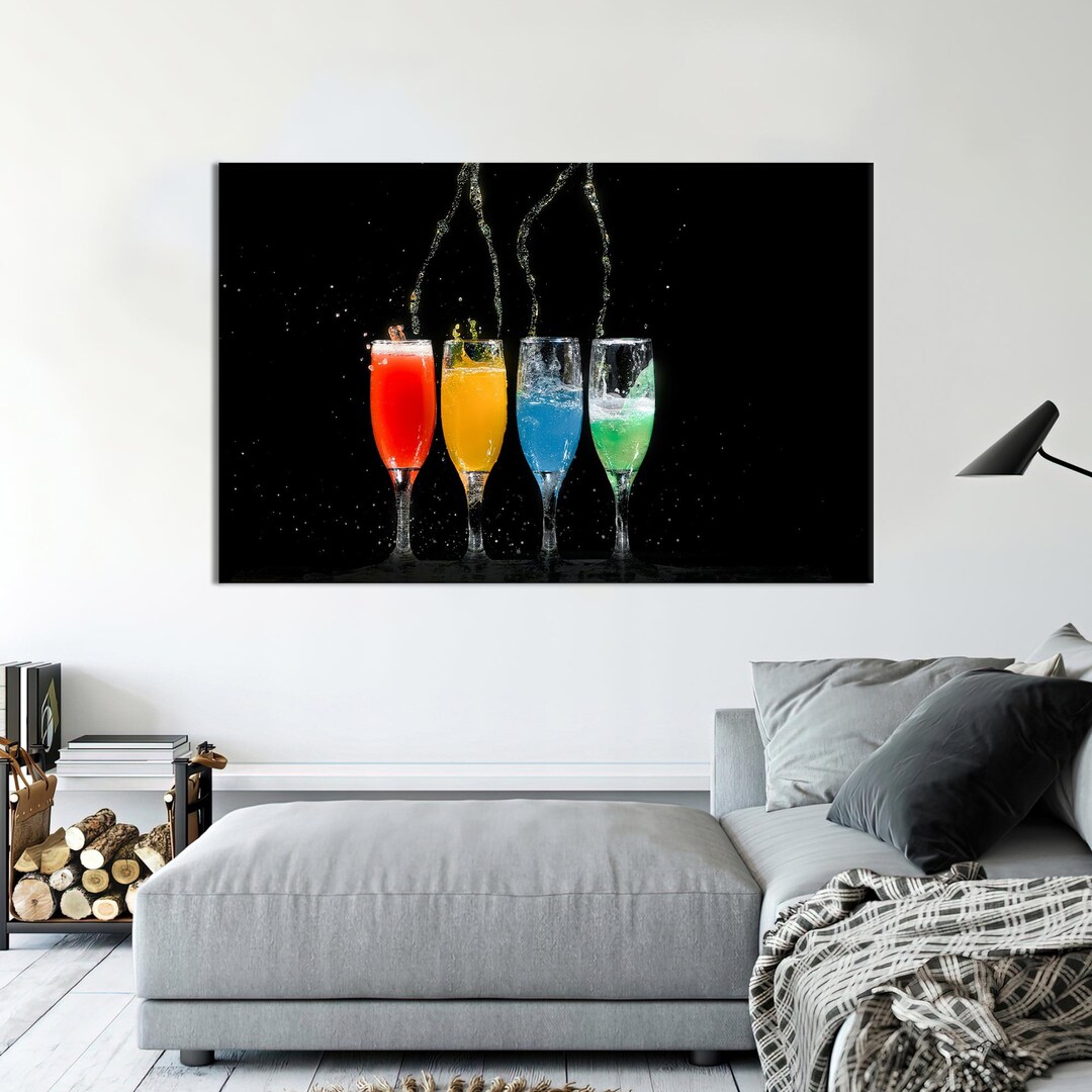Colorful Cocktail Canvas Art: Modern Bar Wall Hanging - Etsy