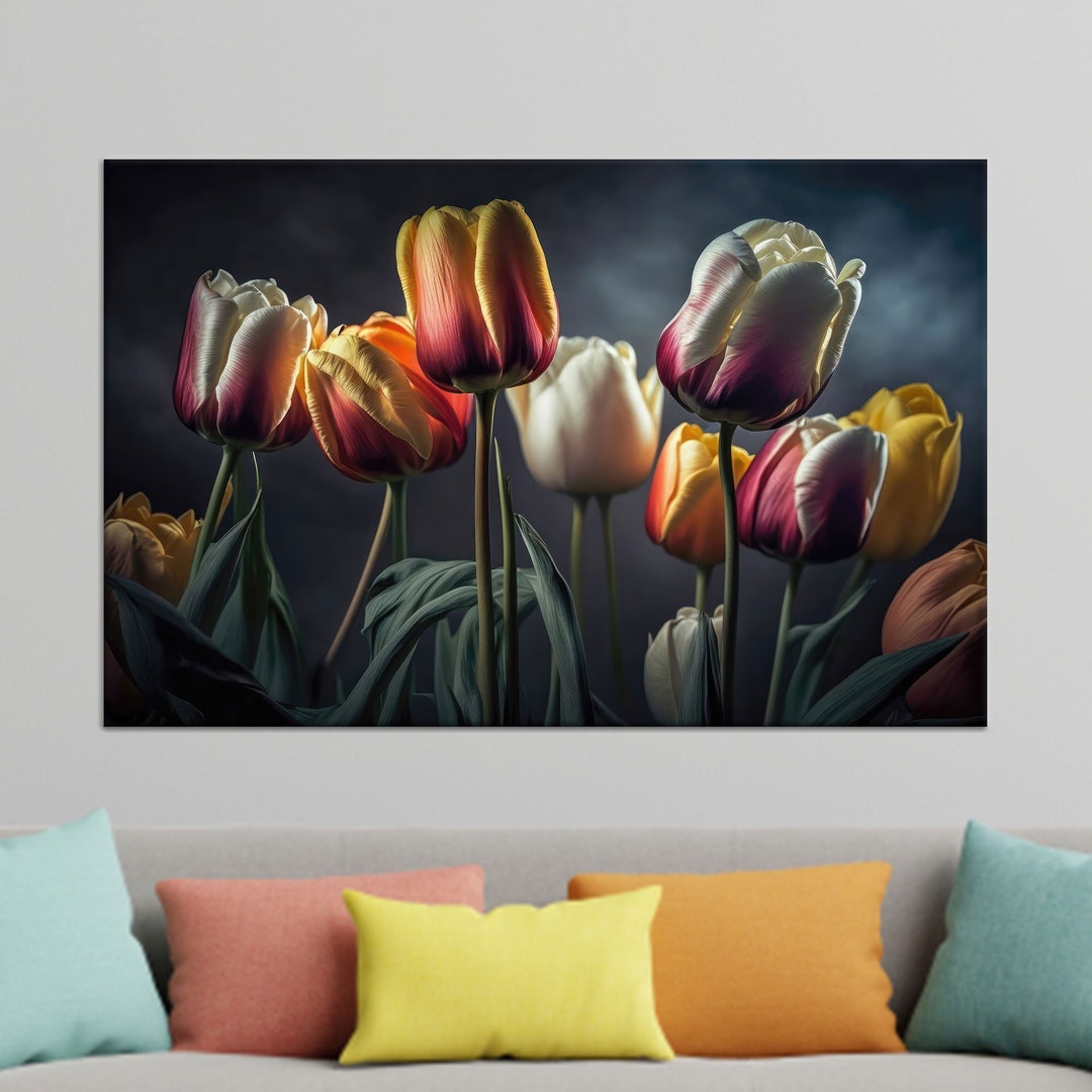 Abstract Tulip Canvas Wall Art: Modern Floral Decor - Etsy
