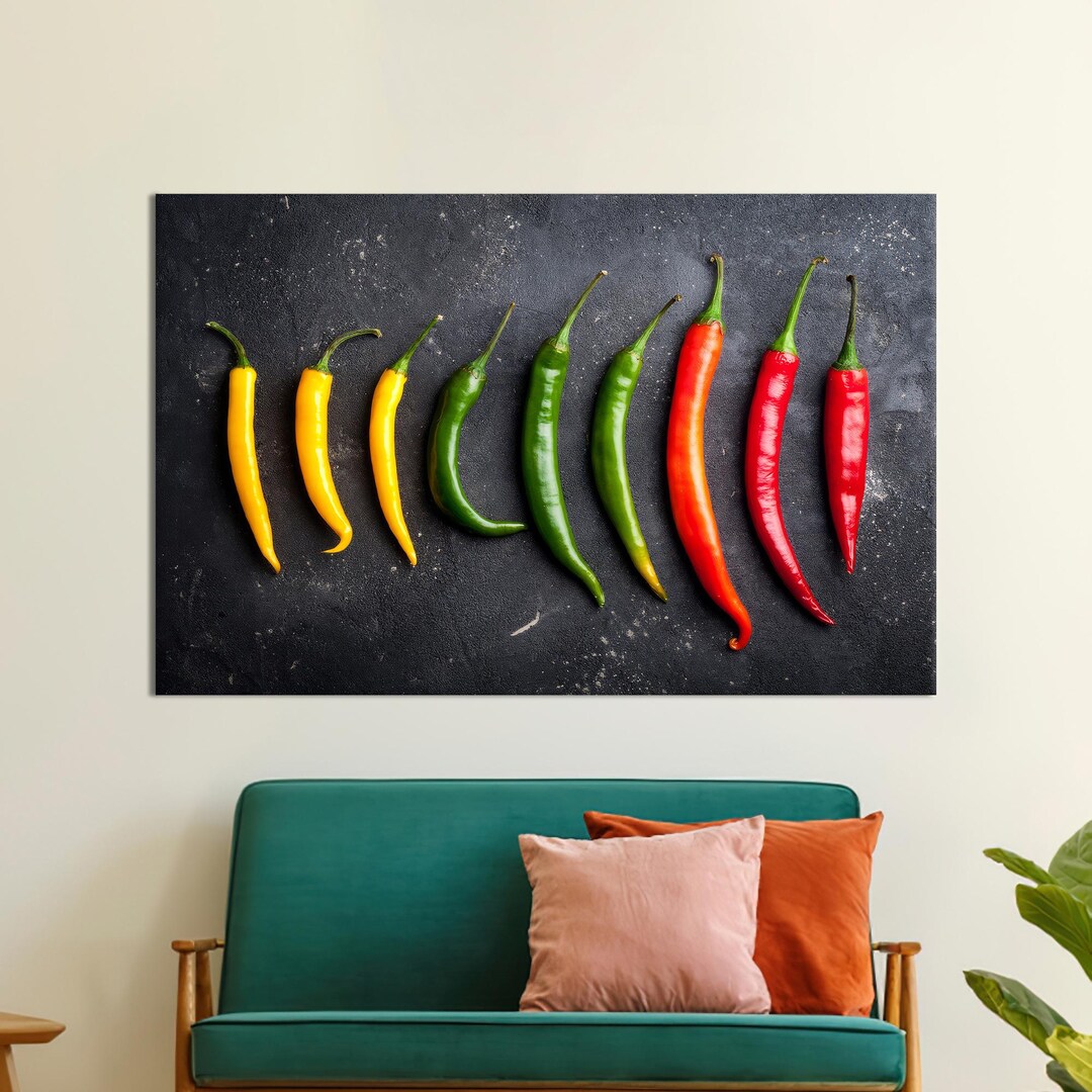 Colorful Peppers Canvas Art: Modern Kitchen Wall Decor - Etsy