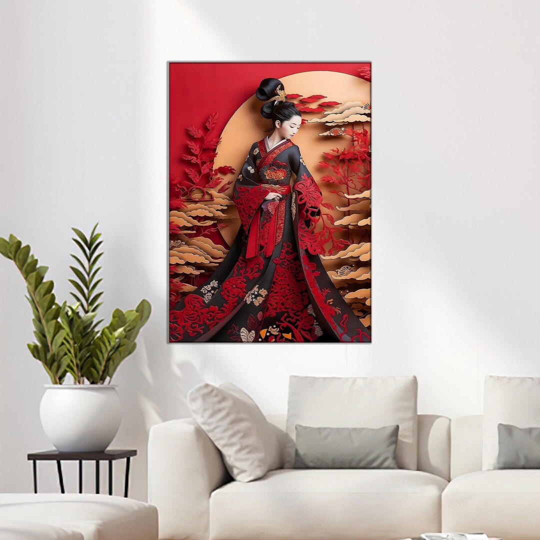 Geisha Canvas Poster: Japanese Woman Art, Holiday Decor - Etsy