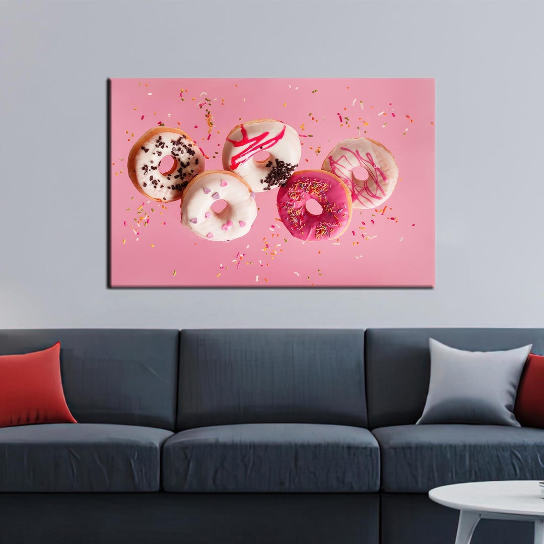 Pink Doughnuts Canvas Art: Modern Wall Hanging, Sweet Treats Decor - Etsy