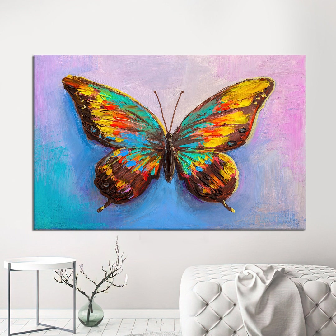 Colorful Butterfly Painting Print: Modern Abstract Canvas Wall Art - Etsy
