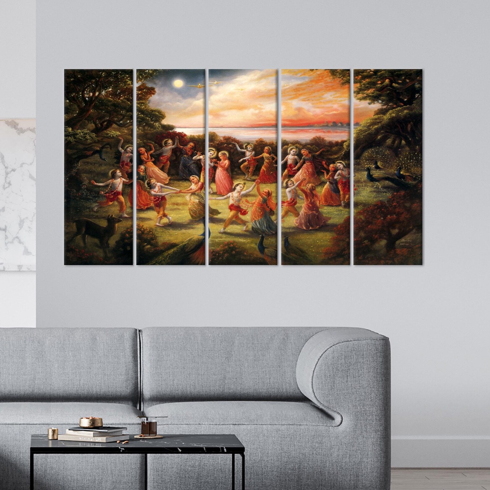 Radha Krishna Art: Rasa Lila Dance, Indian Canvas Wall Art - Etsy