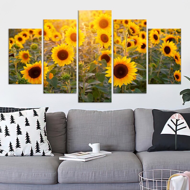Sunflower Field Canvas Art: Farmhouse Kitchen Decor - Etsy