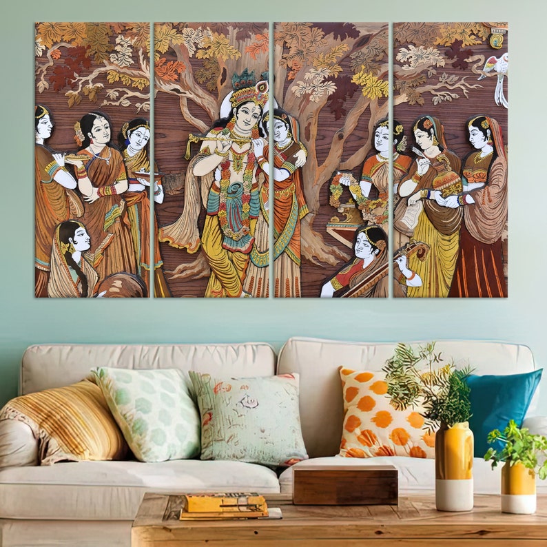 Radha Krishna Wall Art: Hindu Gods Poster, Indian Home Decor - Etsy