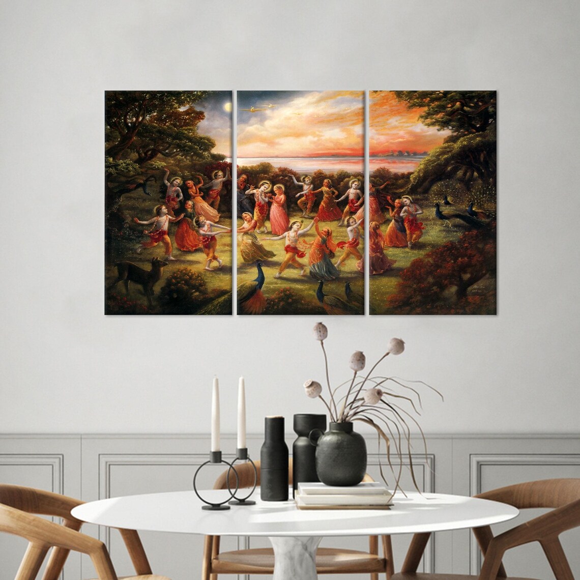 Radha Krishna Art: Rasa Lila Dance, Indian Canvas Wall Art - Etsy