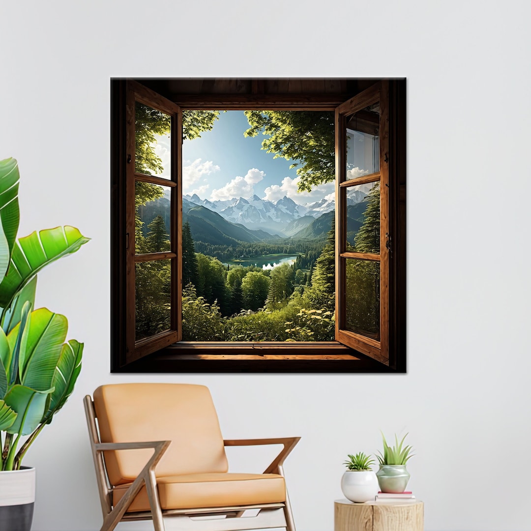 Mountain View Canvas Print: Window Frame Coastal Wall Art - Etsy
