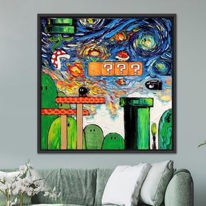 Starry Night Mario Canvas Art: Van Gogh Style, Modern Wall Decor - Etsy