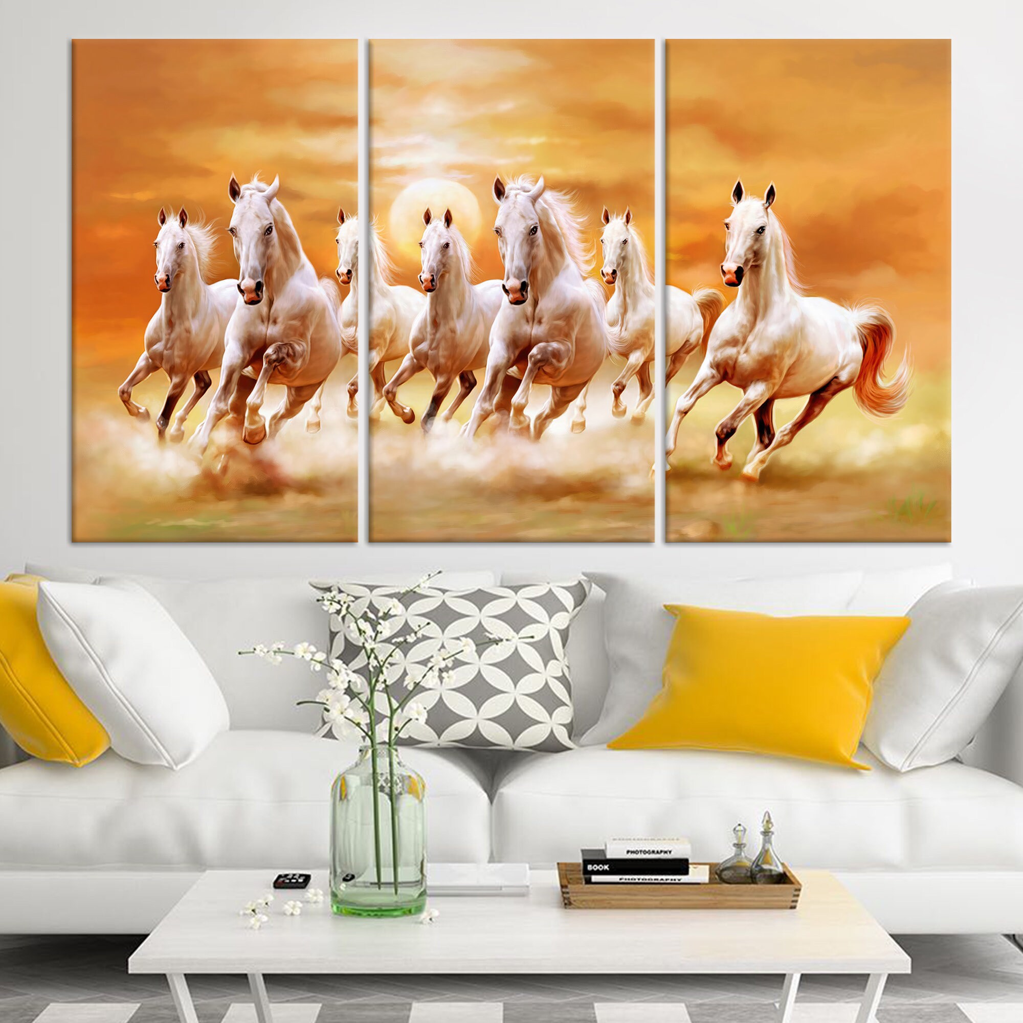 Running White Horses Canvas Wall Art: Modern Home Decor - Etsy