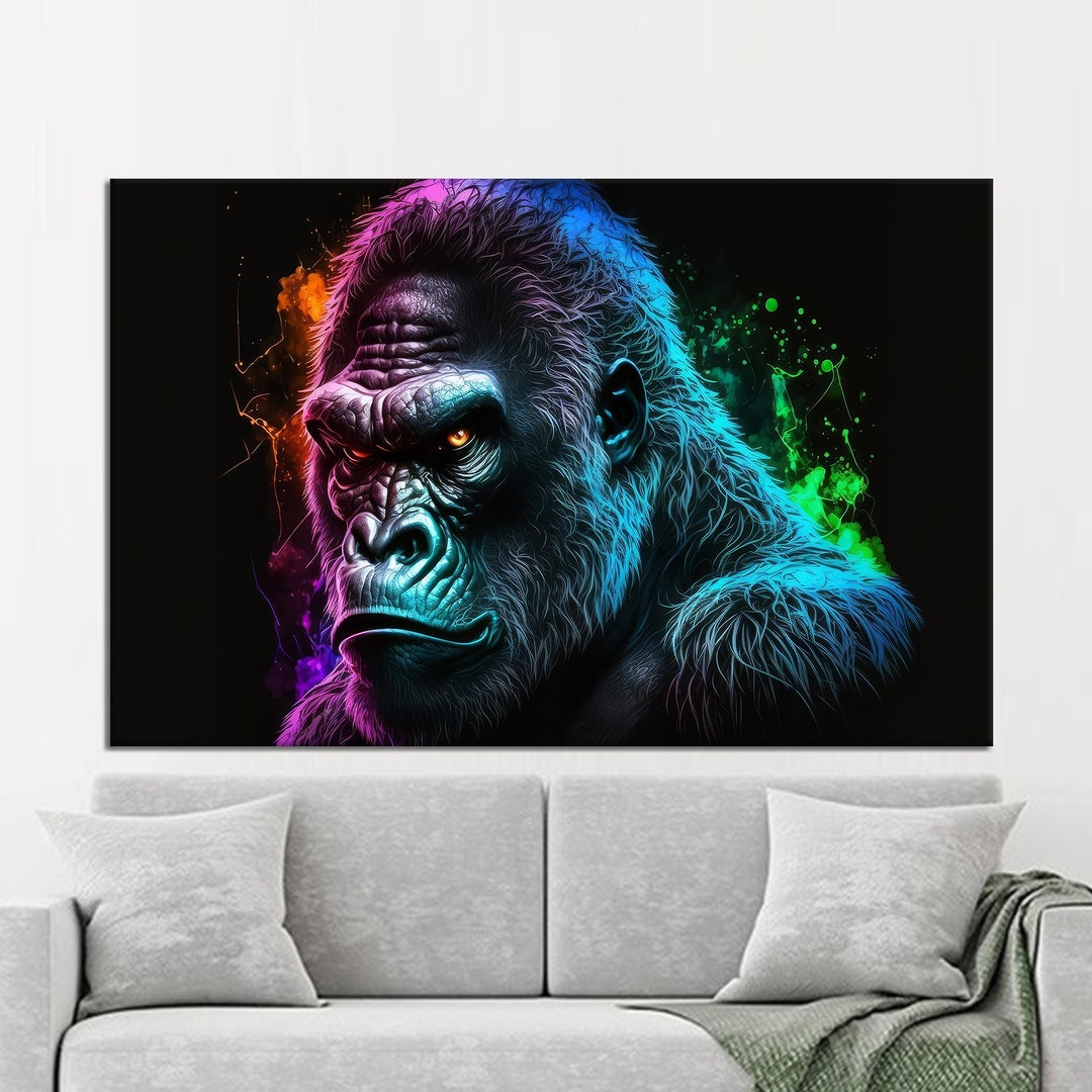 Abstract Gorilla Canvas Art: Play Room, Game Room Decor - Etsy