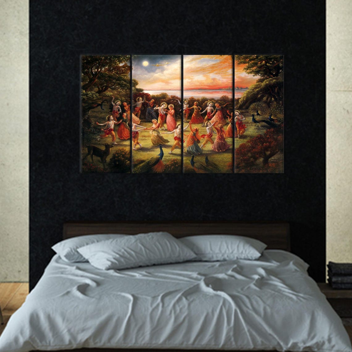 Radha Krishna Art: Rasa Lila Dance, Indian Canvas Wall Art - Etsy