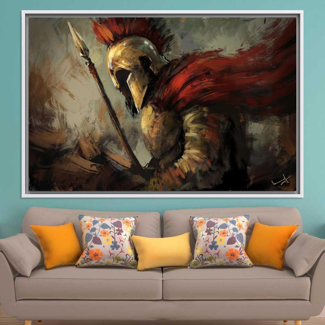 Spartan Warrior Canvas Art: Modern Framed Wall Decor - Etsy