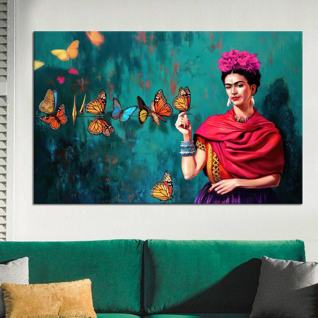 Famous Wall Decor, Large Wall Art, Frida Pink Flowers Canvas Poster ...