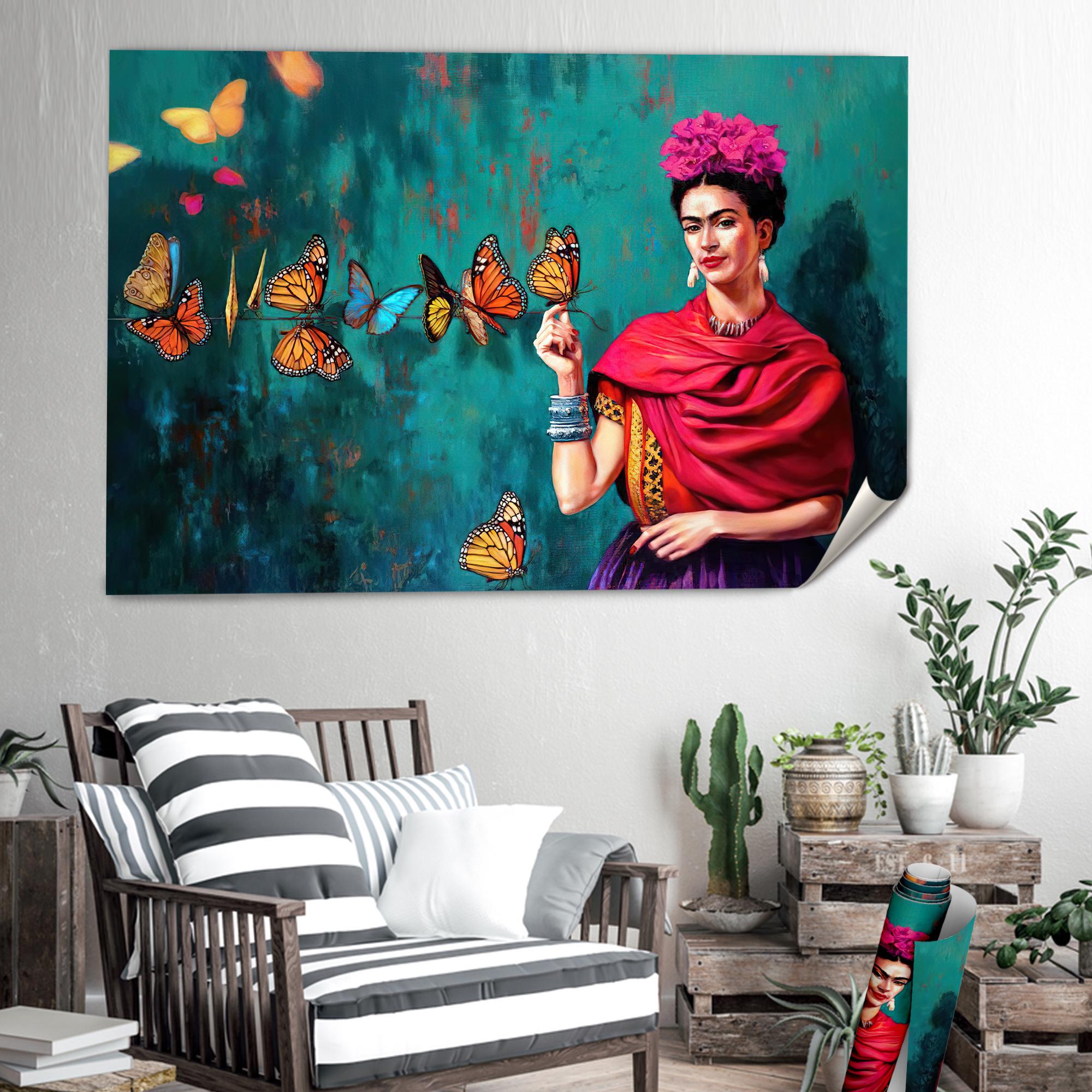 Famous Wall Decor, Large Wall Art, Frida Pink Flowers Canvas Poster ...