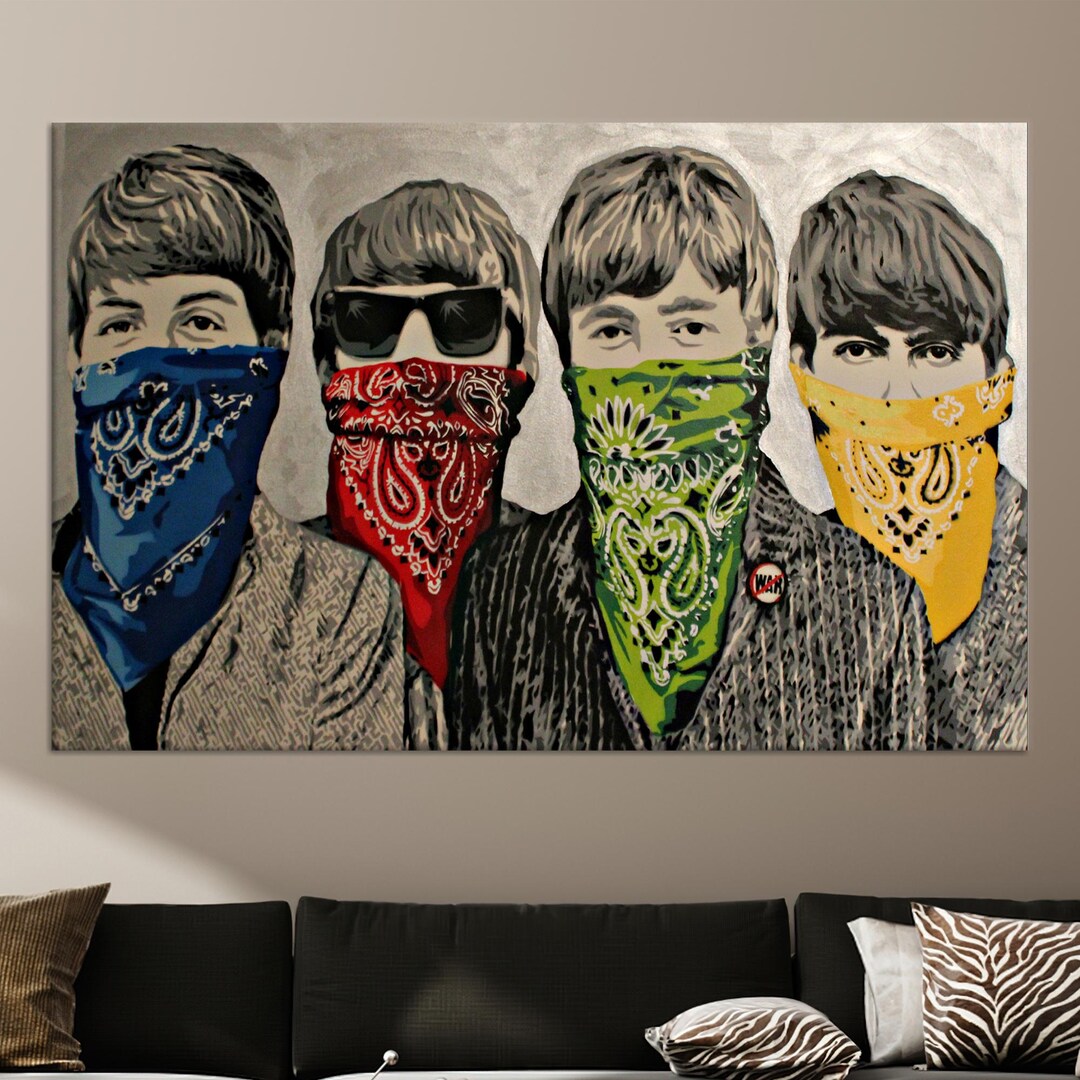 Banksy Beatles Bandana Canvas Print: Rock and Roll Wall Art - Etsy