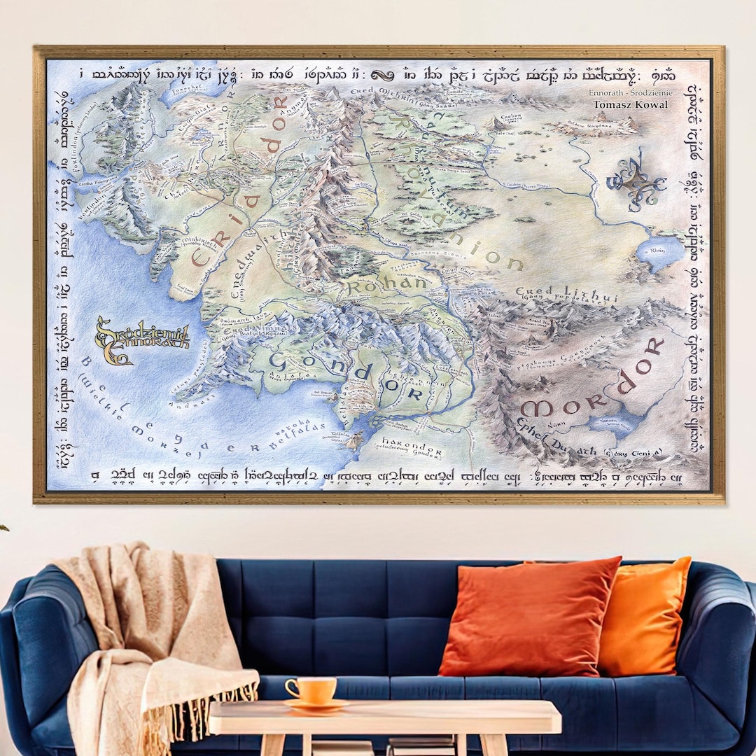 Middle Earth Map Print: Canvas Wall Art, Home Decor - Etsy