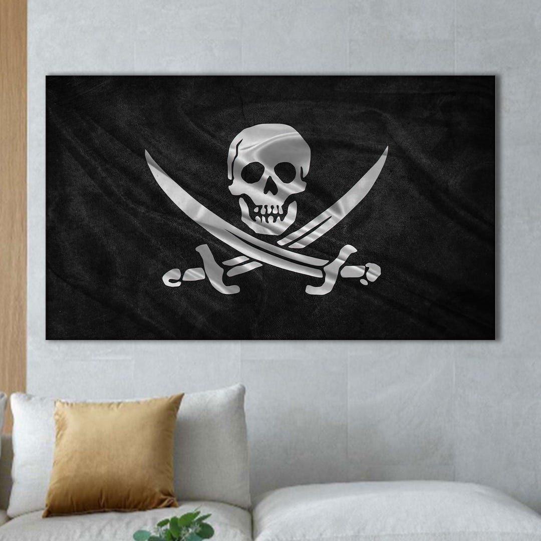 Pirates Flag Canvas Poster, Flag Art Canvas, Black Pearl Flag Art ...