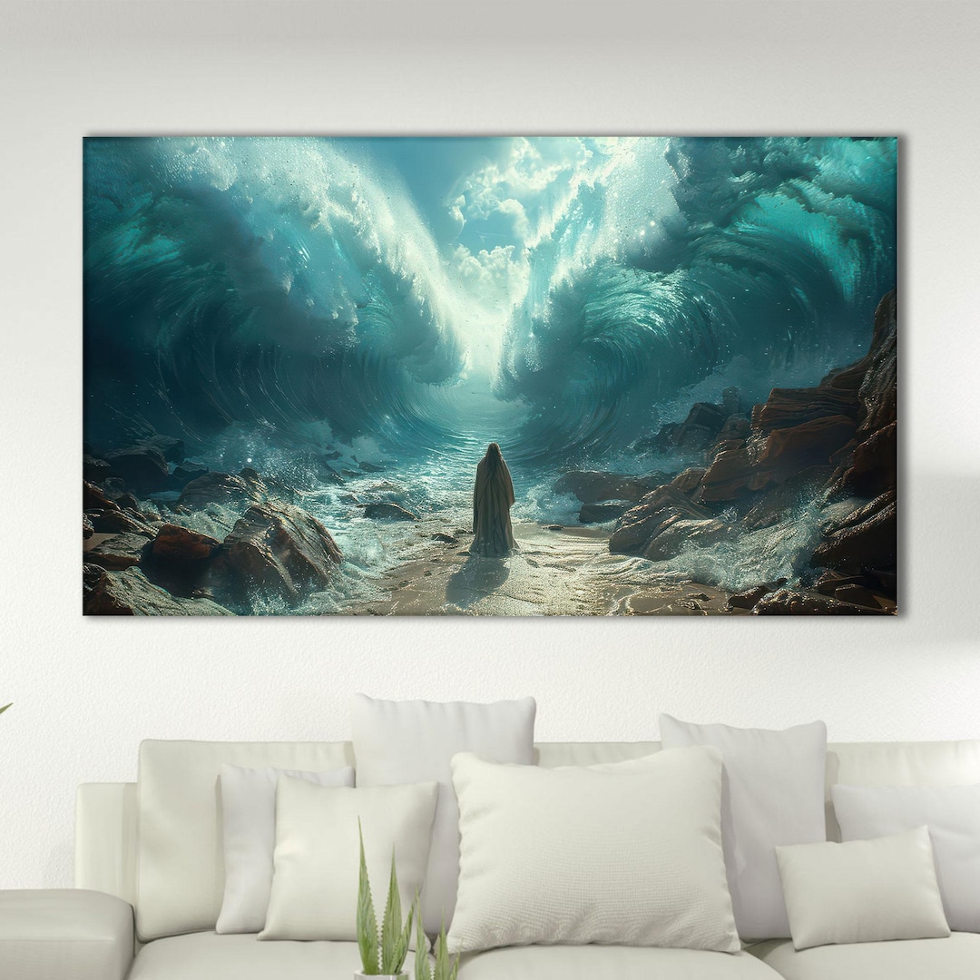 Moses Parting Red Sea Canvas Art: Religious Wall Decor - Etsy