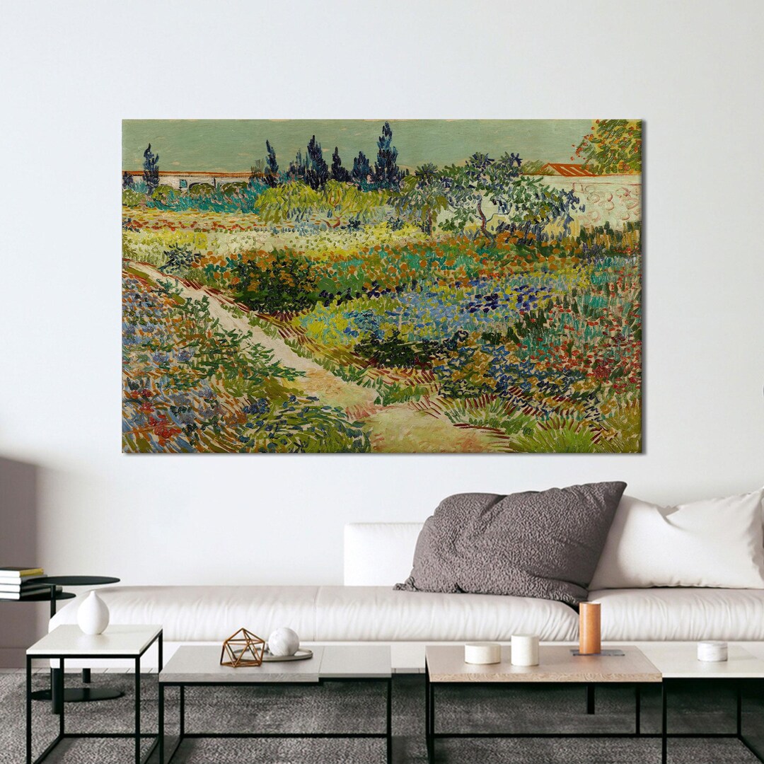 Colorful Flowers Landscape Canvas Wall Art: Abstract Garden Scene - Etsy
