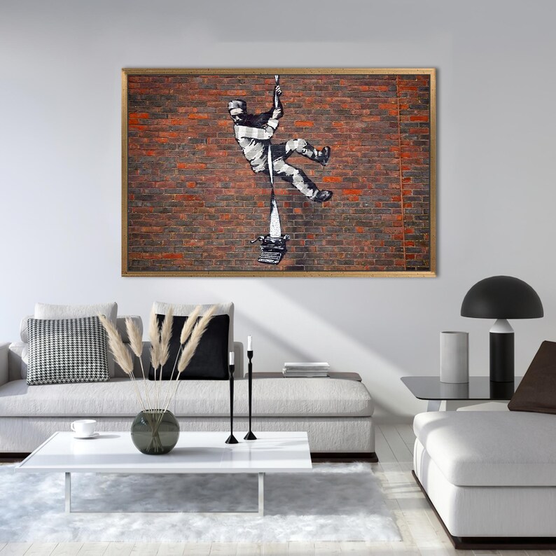 Banksy Reading Prison Graffiti Canvas Art - Street Art Wall Hanging - Etsy