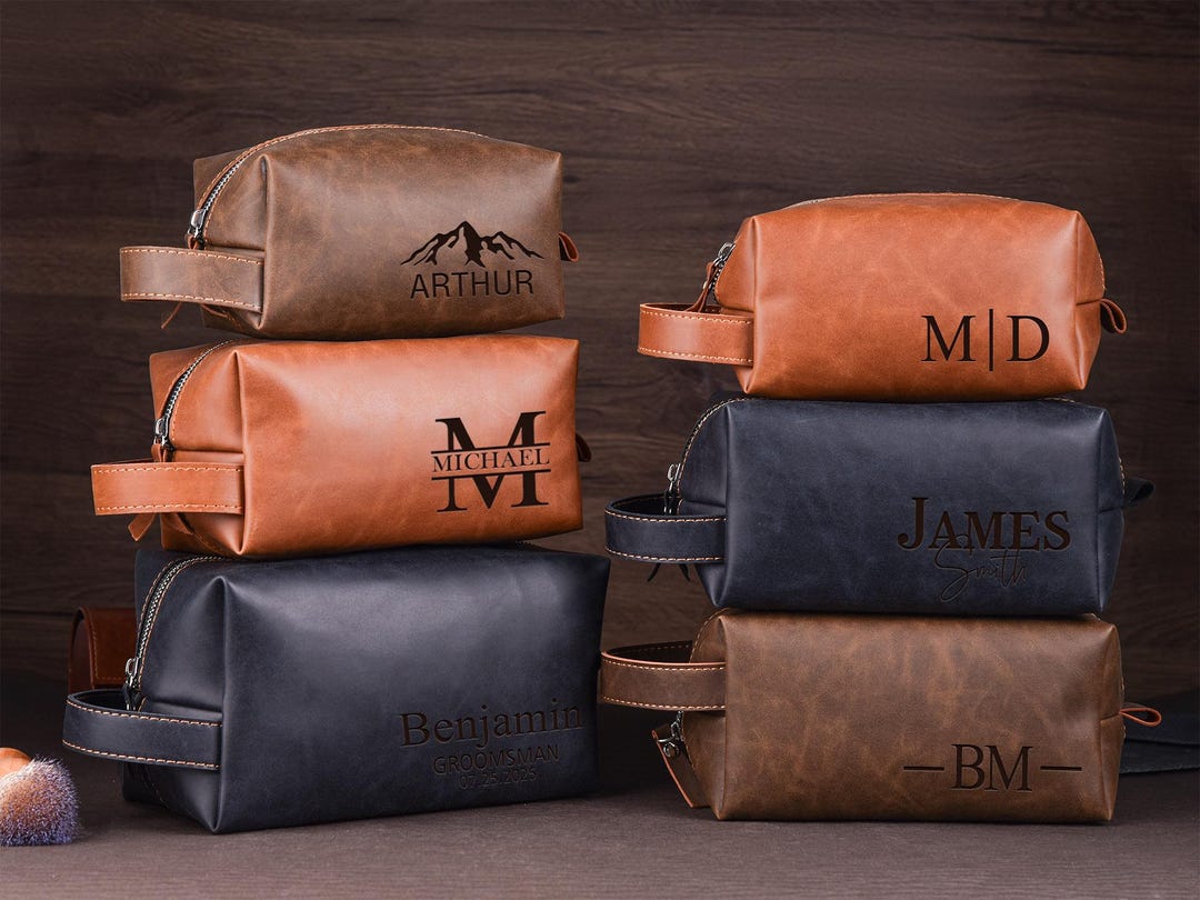 Engraved Vegan Leather Dopp Kit: Personalized Travel Toiletry Bag - Etsy