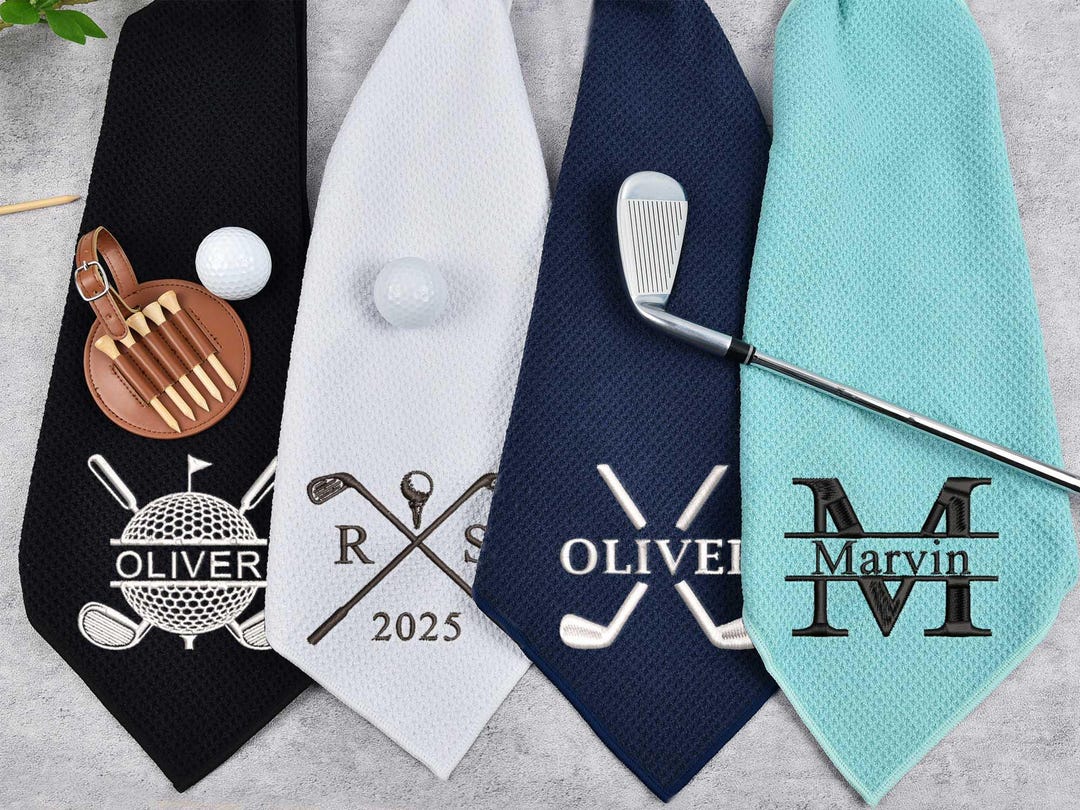 Personalized Embroidered Golf Towel: Custom Golf Gift With Carabiner - Etsy