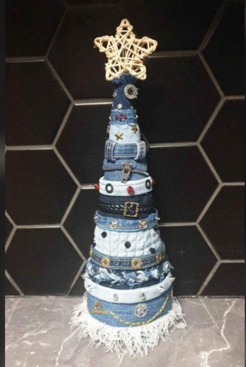 Upcycled and Recycled Denim Christmas Tree - Etsy