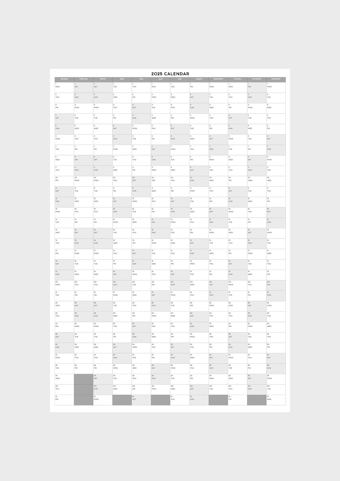 Wall Calendar 2025 | Yearly Planner 2024 | Landscape | Download | A1 ...