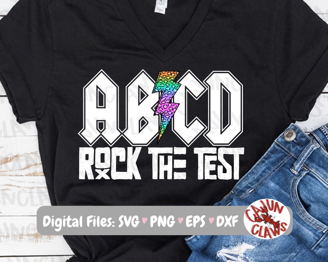 ABCD Rock the Test Digital File | Teacher PNG | Teacher Shirt Design ...
