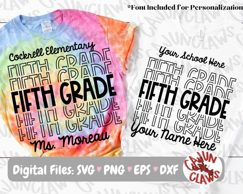 Fifth Grade PNG Back to School Digital File Fifth Grade Eco SVG Teacher ...
