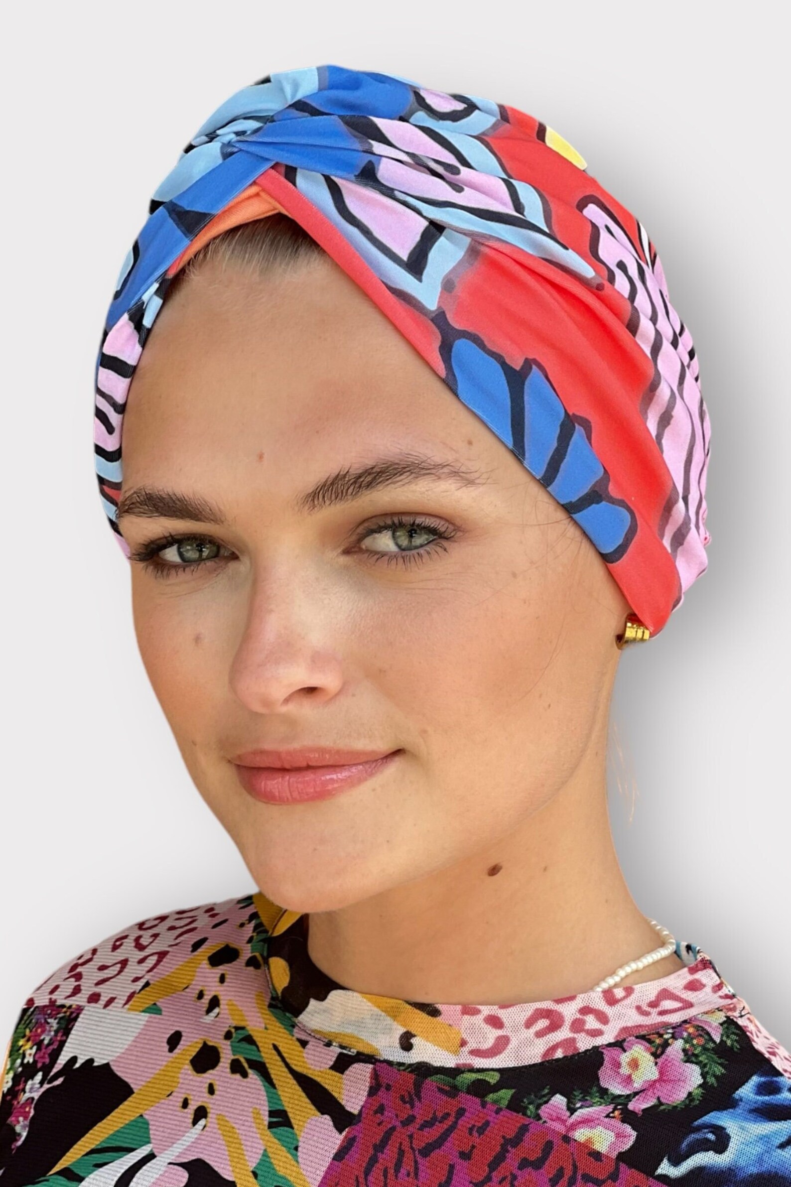 Multi-style Turbans, Big Blue Floral Turban, Chemo Turban, Chemo ...