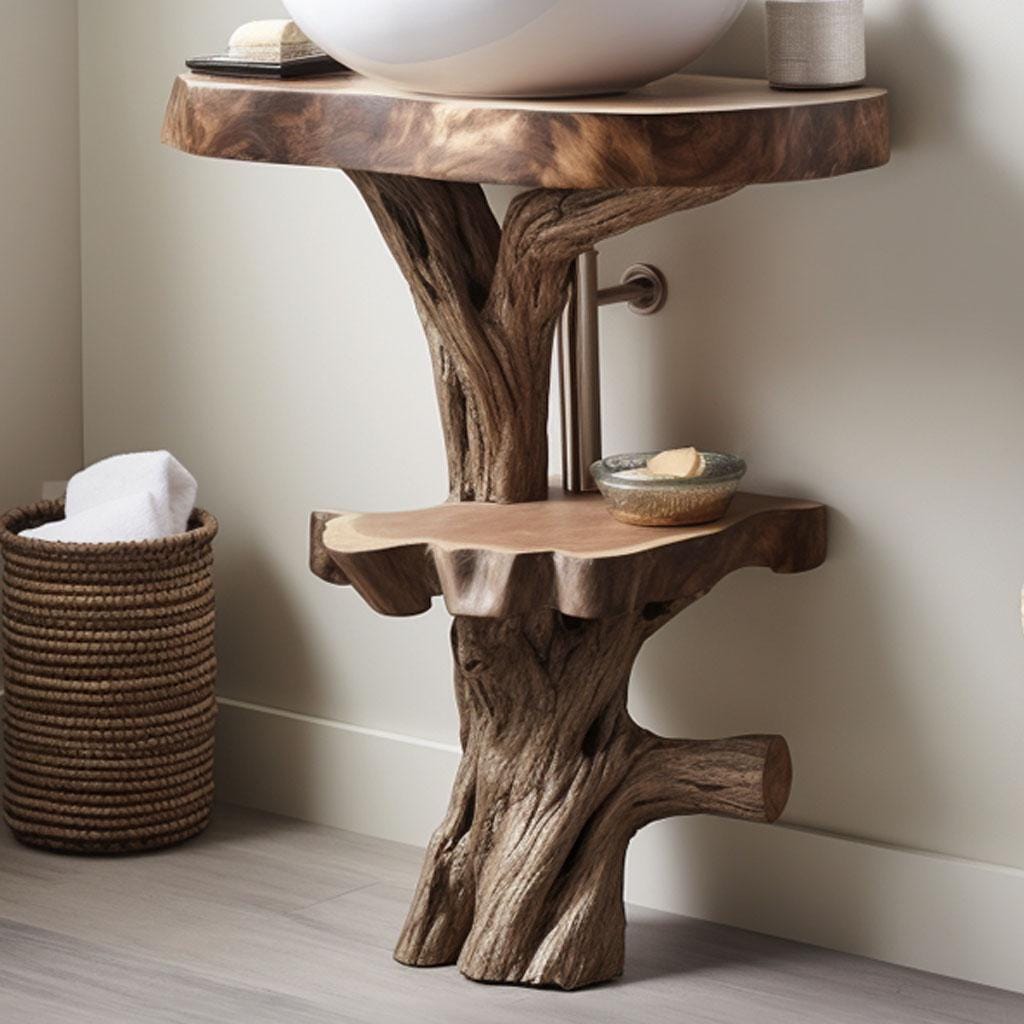 Live Edge Vanity Bathroom Sink Handcrafted Vesel Sink Floating Vanity ...