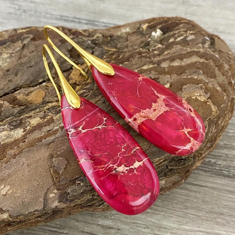 Earrings Red Bohemian - Etsy