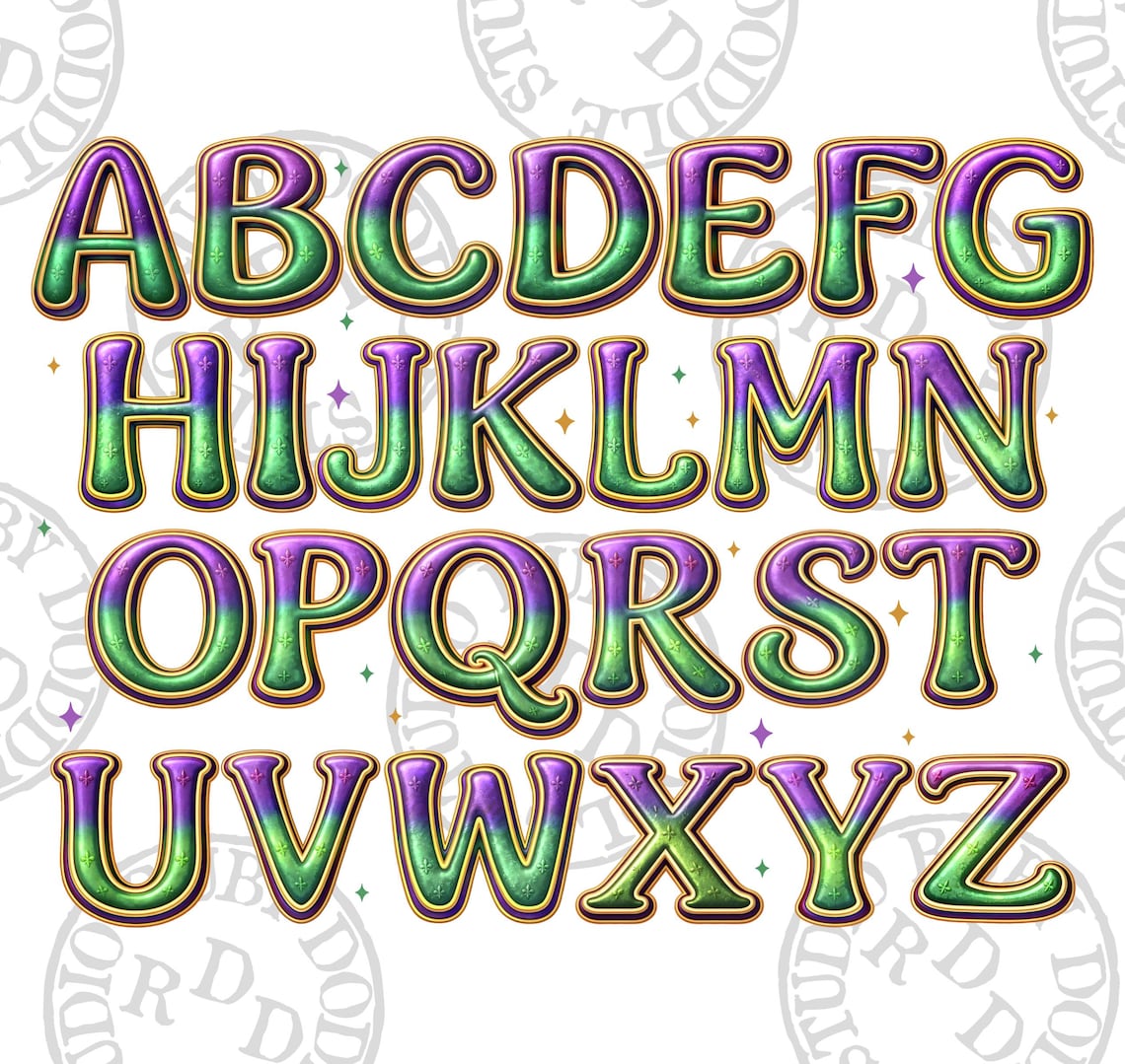 Mardi Gras Doodle Alphabet Bundle Png,mardi Gras Font,mardi Gras ...