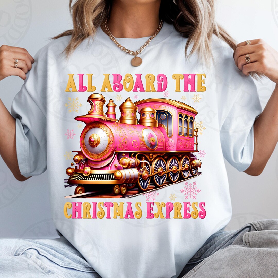 All Aboard the Christmas Express Png,christmas Train Png,pink Christmas ...