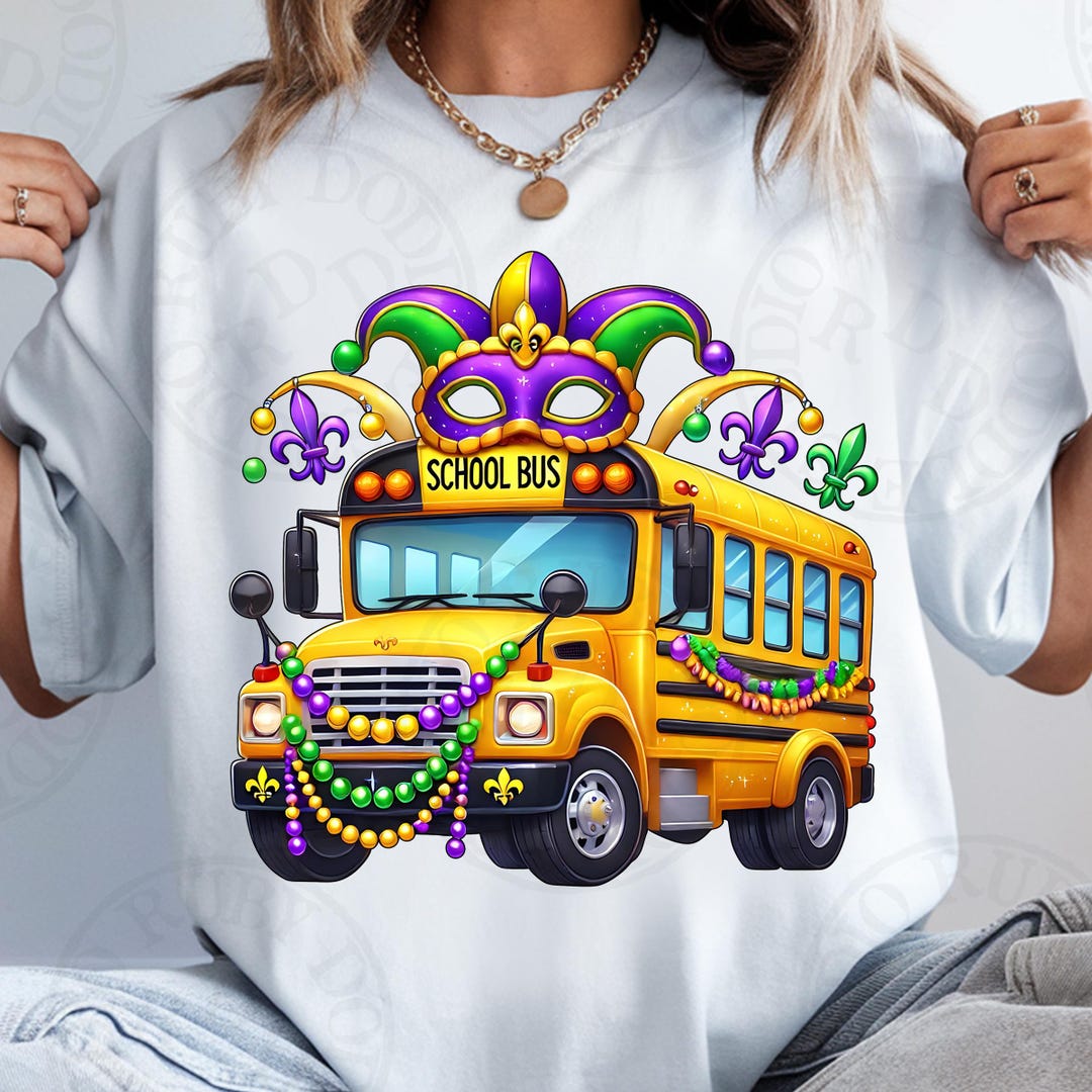 Mardi Gras School Bus Png, Mardi Gras School Png, Mardi Gras Student ...